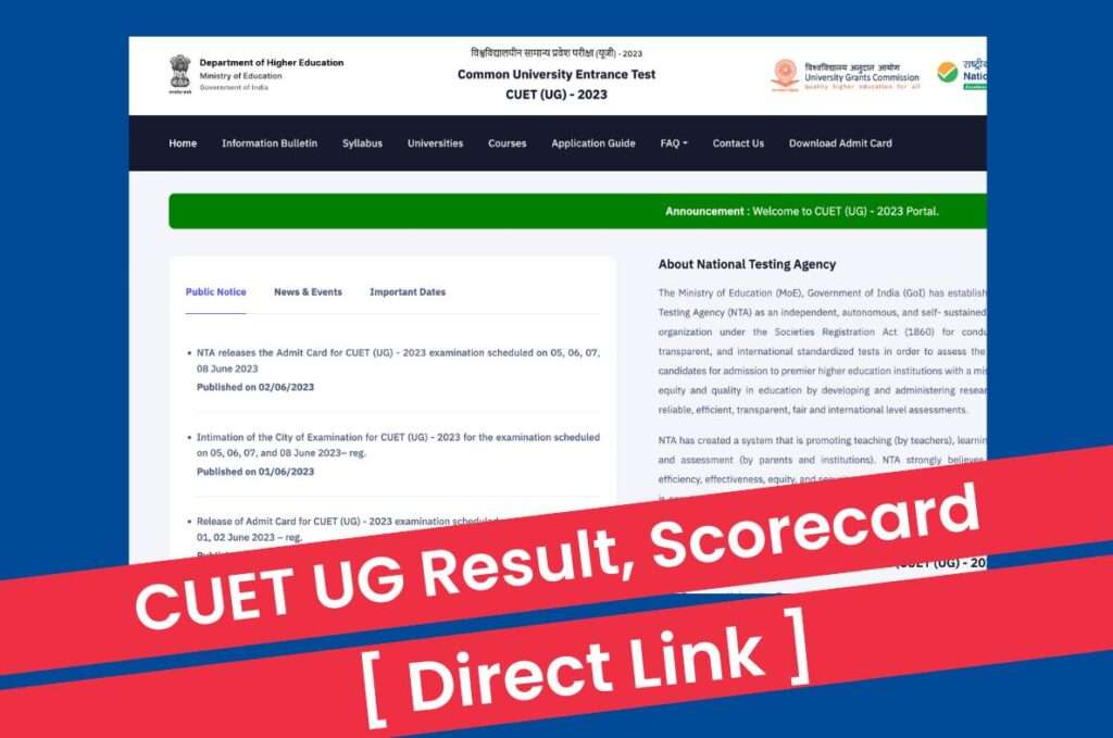 CUET UG Result 2023 announced on cuet.samarth.ac.in, Check Now